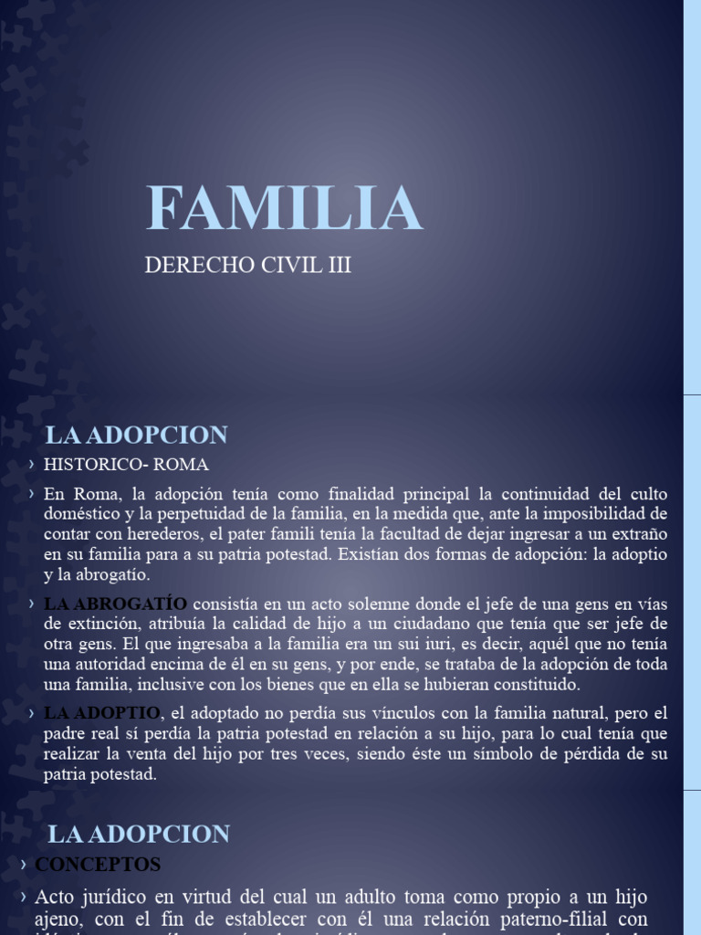 La Adopcion FAMILIA III Diapositiva de La Décima Tercero Clase 2023-1 ...