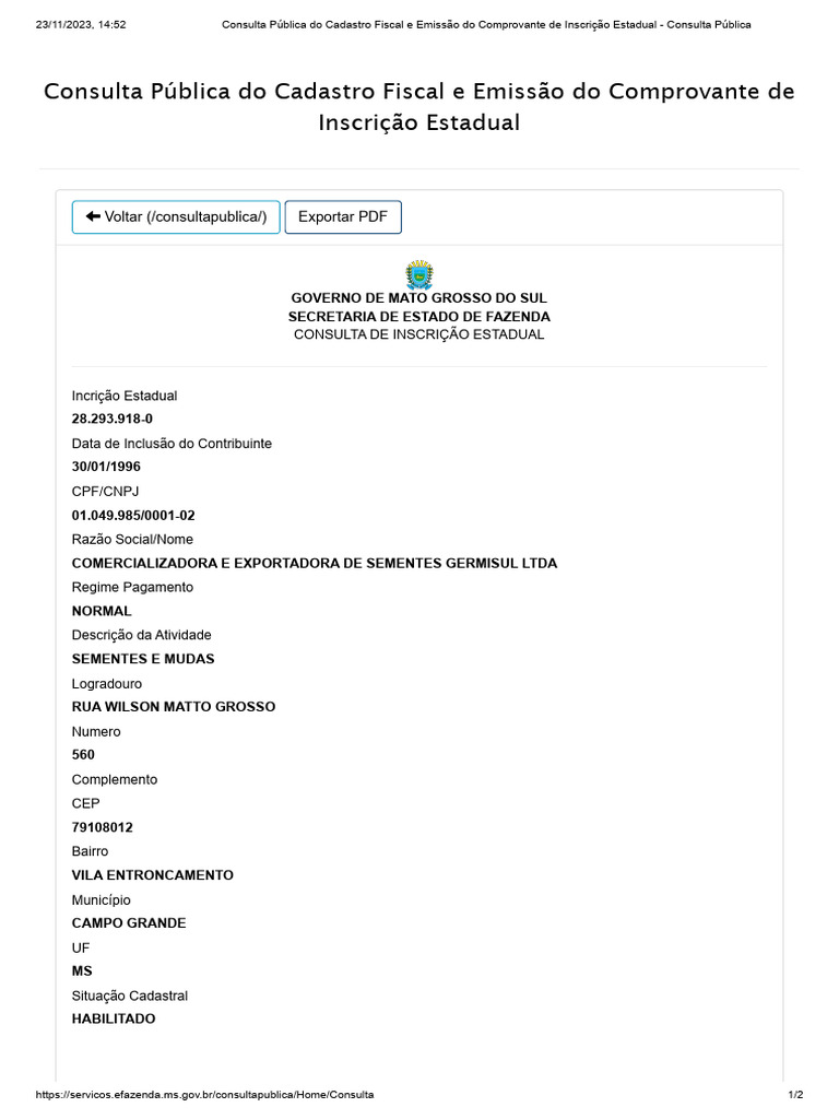 Comercializadora e Exportadora de Sementes Germisul Ltda | PDF Comercializadora e Exportadora de Sementes Germisul Ltda | PDF