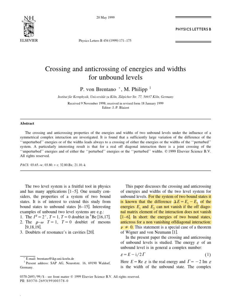 1999 - Crossing and Anticrossing of Energies and Widths For Unbound ...