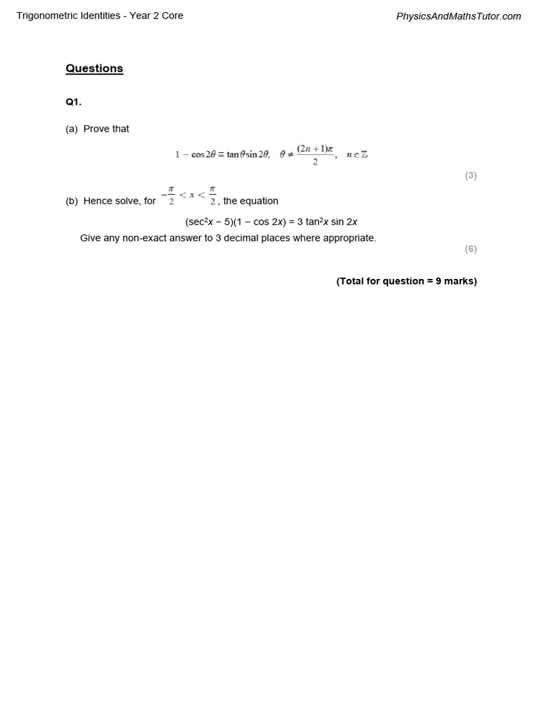 Trigonometric Identities | PDF | Trigonometric Functions | Elementary Mathematics