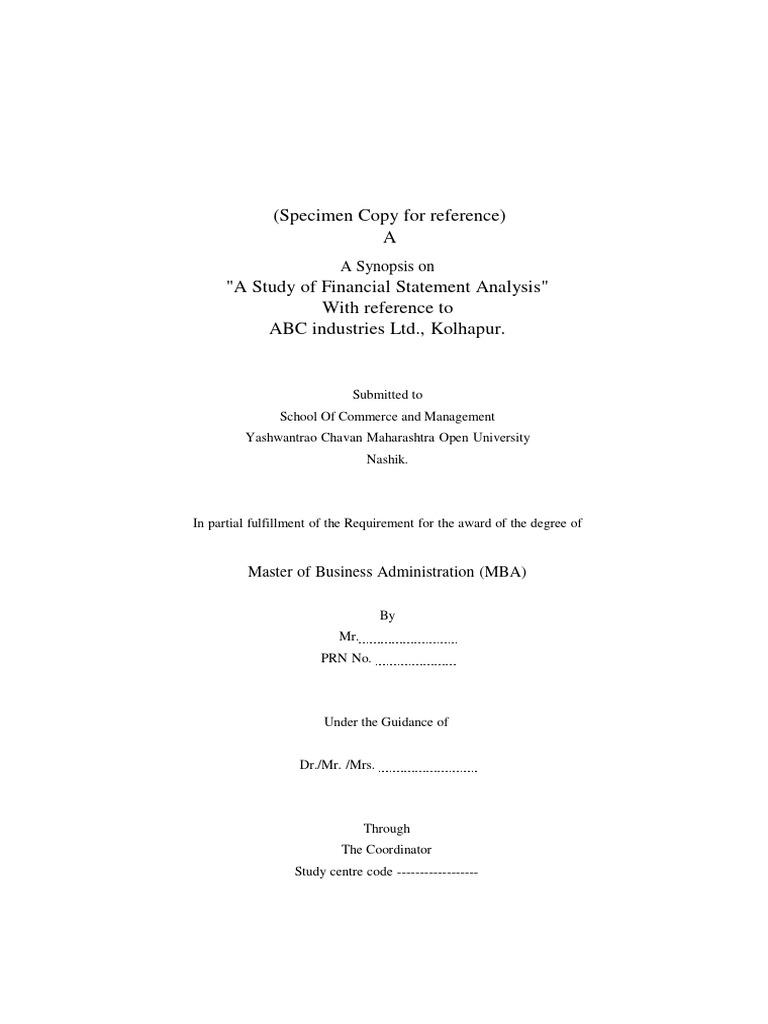 Synopsis Template | PDF | Methodology | Business