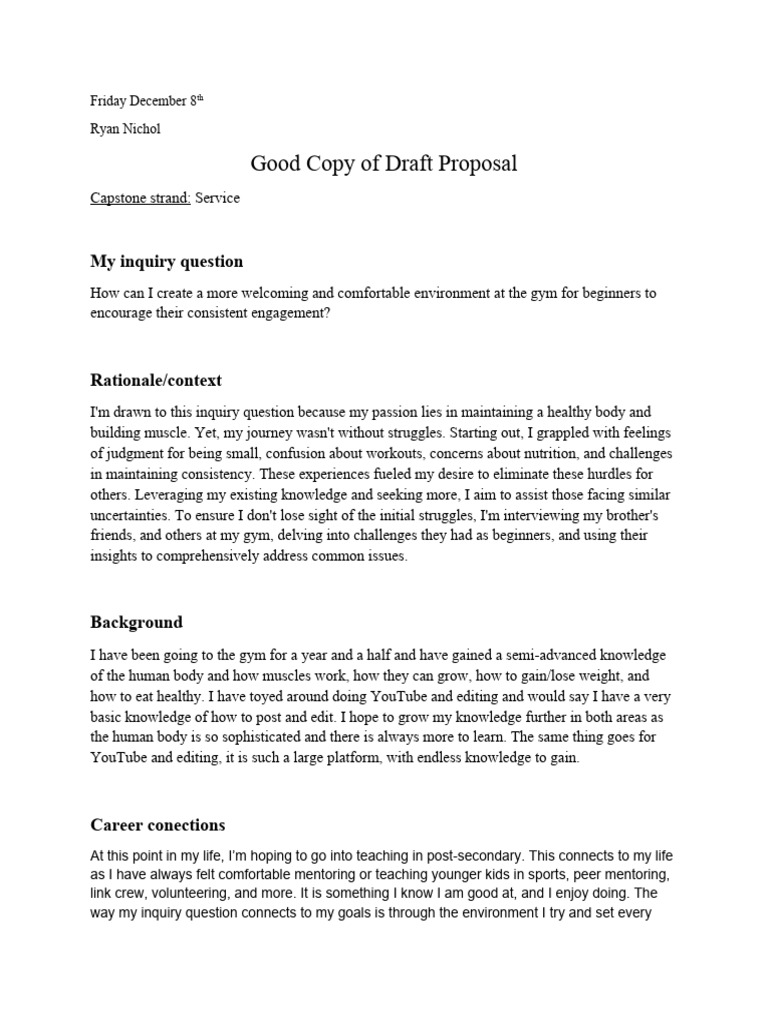 Good Copy of The Draft Proposal | PDF | Mentorship | Thought