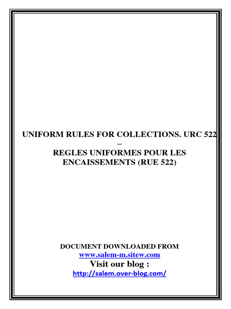 Uniform Rules For Collections Urc 522 | Download Free PDF | Negotiable Instrument | Interest