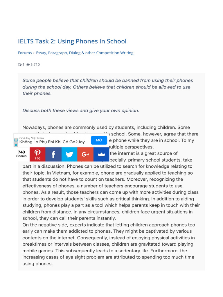 Phones in School: Pros and Cons | PDF | Internet | Critical Thinking