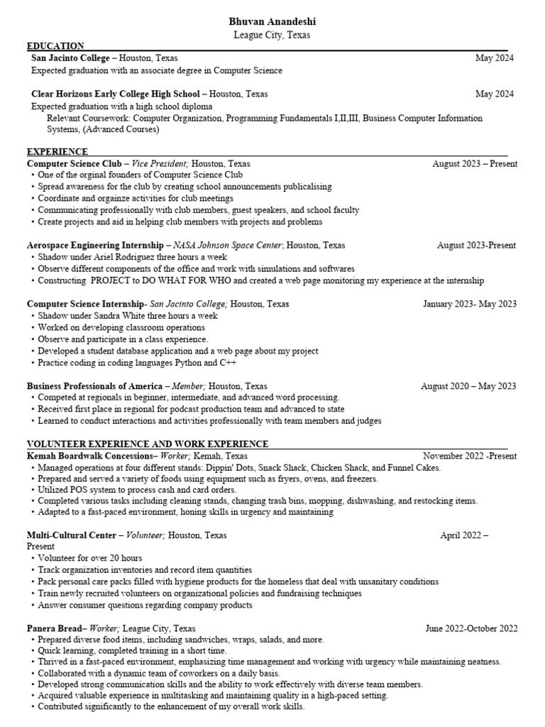 Letter Rec Resume | PDF | Computer Science | Internship