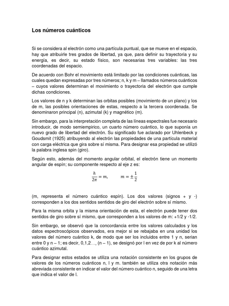 Números Cuánticos: Azimutal y Spin | PDF | Spin (Física) | Electrón