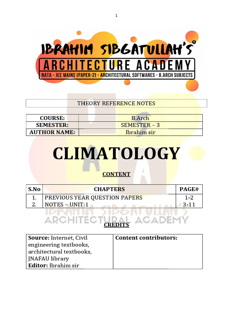Climatology Theory Reference Notes | PDF | Climate | Humidity
