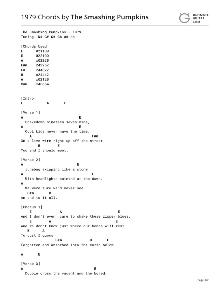 1979 Chords (Ver 3) by The Smashing Pumpkinstabs at Ultimate Guitar ...