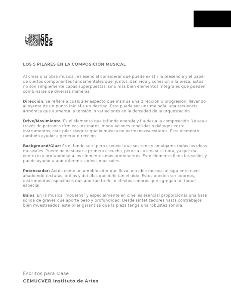 Los 5 Pilares en La Composición Musical | PDF | Ritmo | Sonido