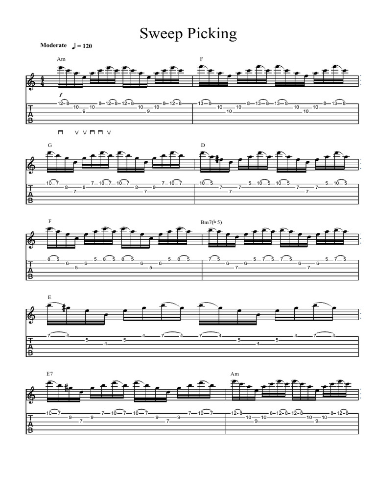 Sweep Picking Arpeggio Etude | PDF