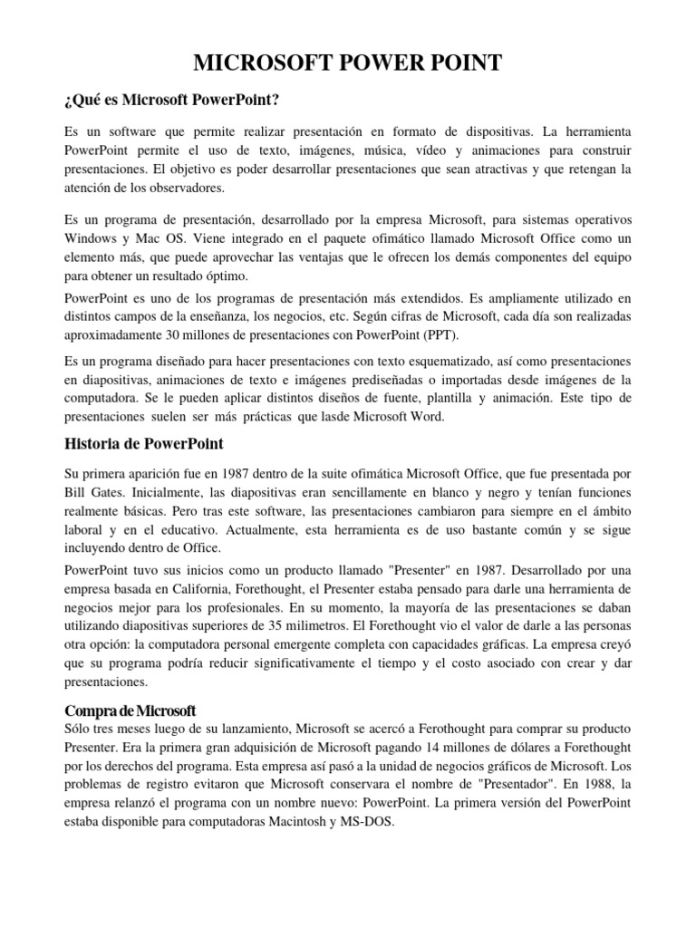 HISTORIA DE POWER POINT - Imp | PDF | Microsoft PowerPoint | Ciencias de la Computación