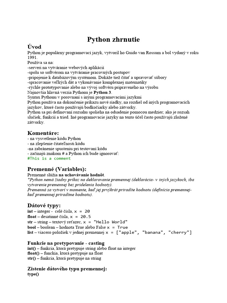 Python zhrnutie | PDF