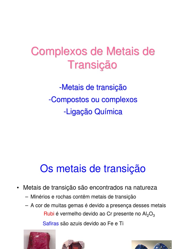 Complexos de Metais de Transica | PDF | Composto de coordenação ...
