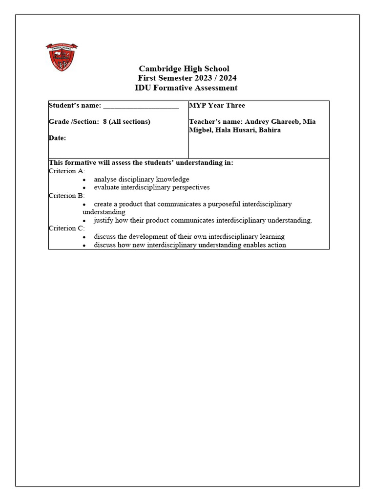 Formative IDU 8 | PDF | Knowledge | Interdisciplinarity