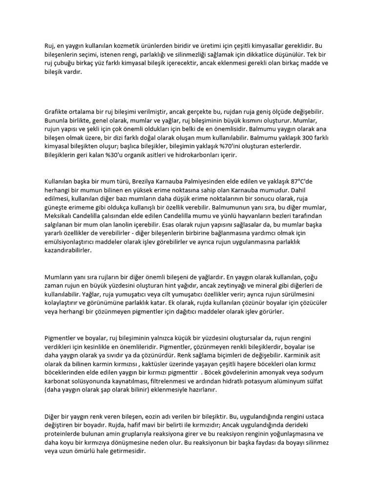 Tubitak Kimyasal Doğal Olmayan Ruj | PDF