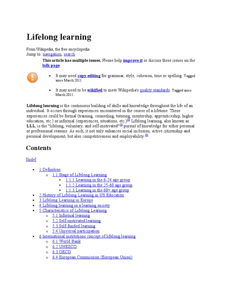Lifelong Learning | PDF | Lifelong Learning | Distance Education