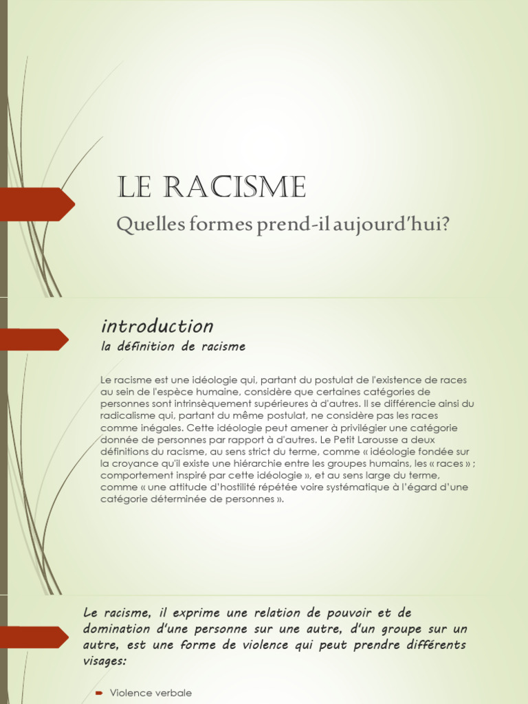 Le Racisme | PDF | Racisme | Discrimination et relations raciales