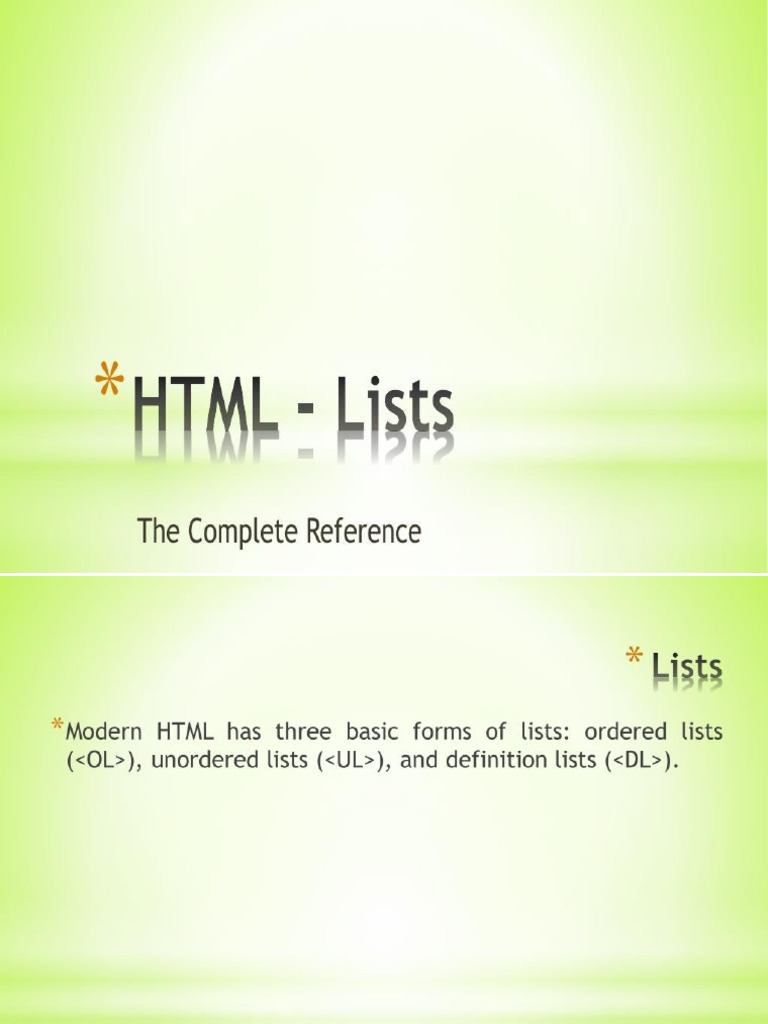 HTML List | PDF
