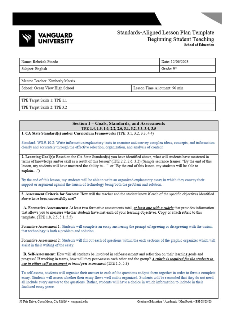 lesson plan 4 | PDF | Lesson Plan | Behavior Modification