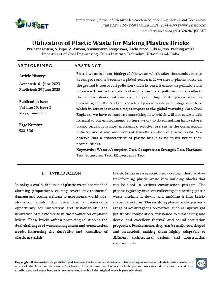 Utilization of Plastic Waste For Making | Download Free PDF | Plastic | Waste