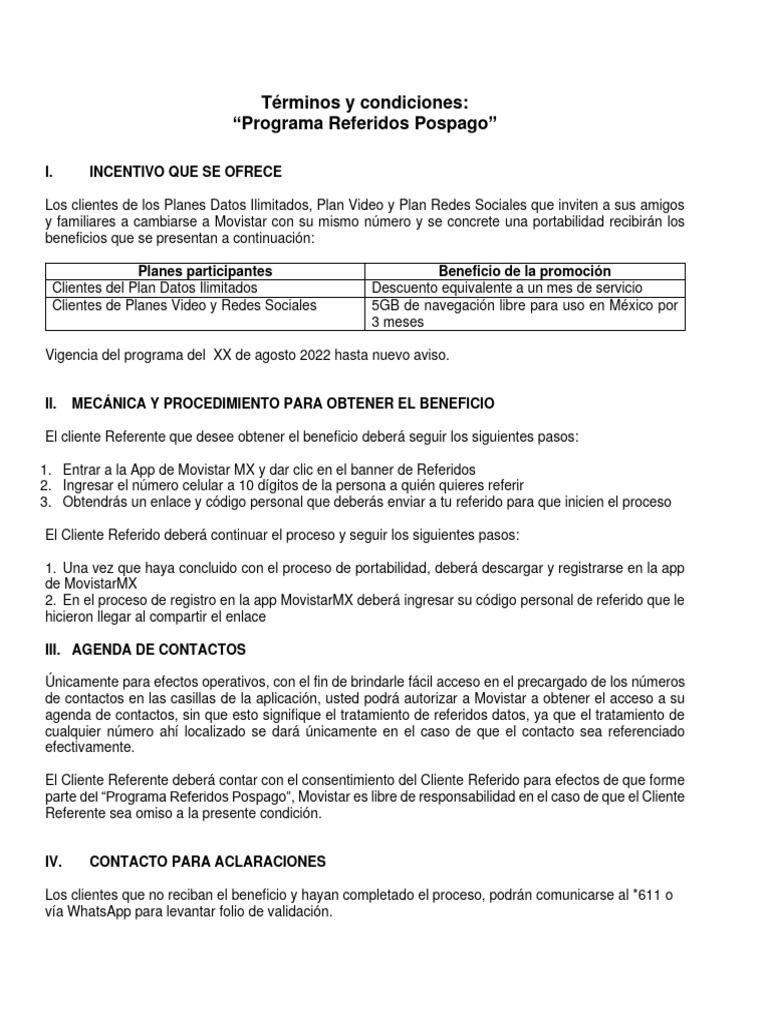 Programa Referidos Pospago Movistar | PDF | Aplicación movil | Tecnologías de la información