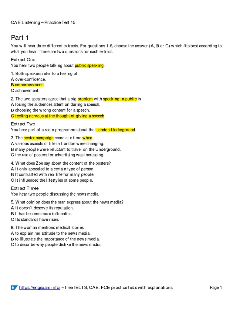 Cae Listening Practice Test 15 Pdf News Human Communication