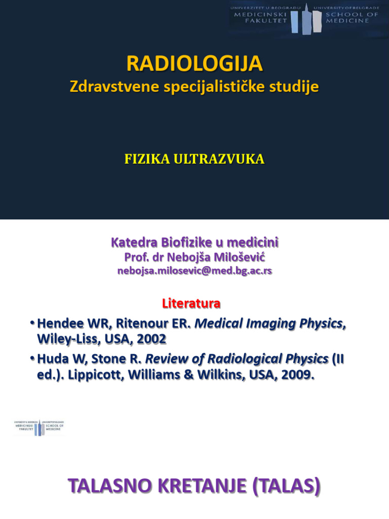 Radiologija ZSS Fizika Ultrazvuka | PDF