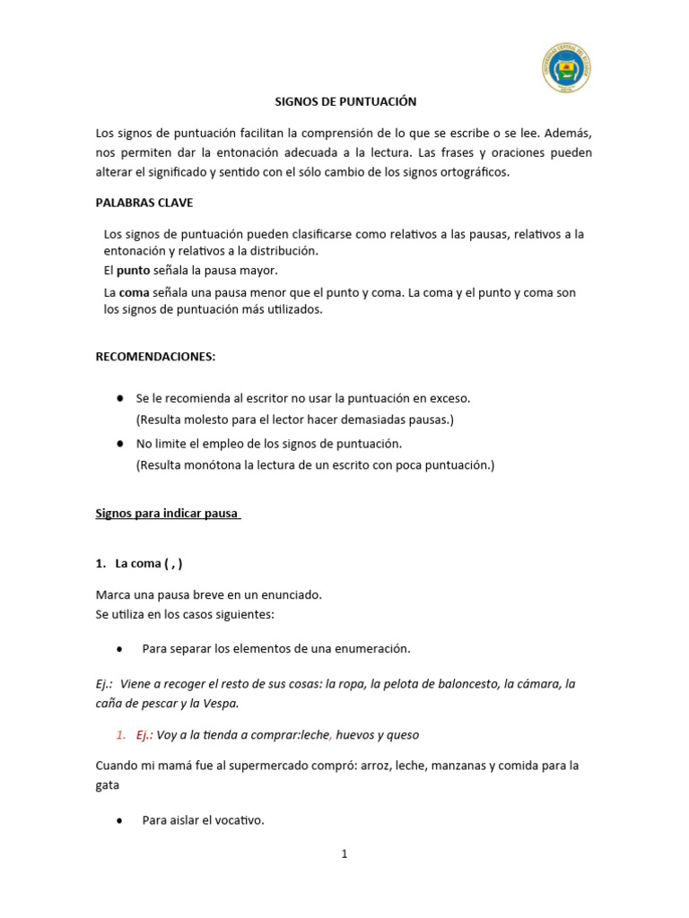 Copia de Tema 1. Signos de Puntuación PSC01 | PDF | Coma | Puntuación