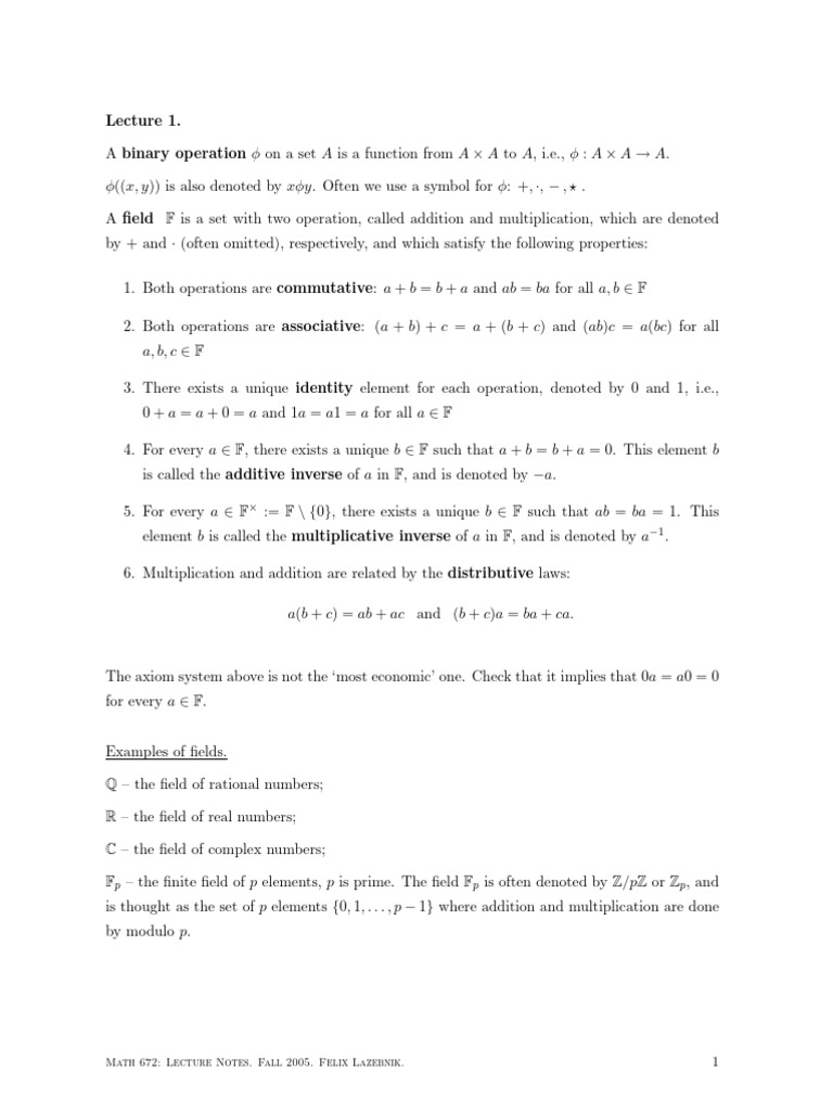 Lectures On Linear Algebra | PDF | Basis (Linear Algebra) | Linear Subspace