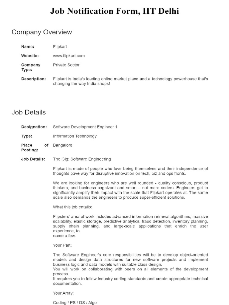 Flipkart (Software Development Engineer 1) | PDF