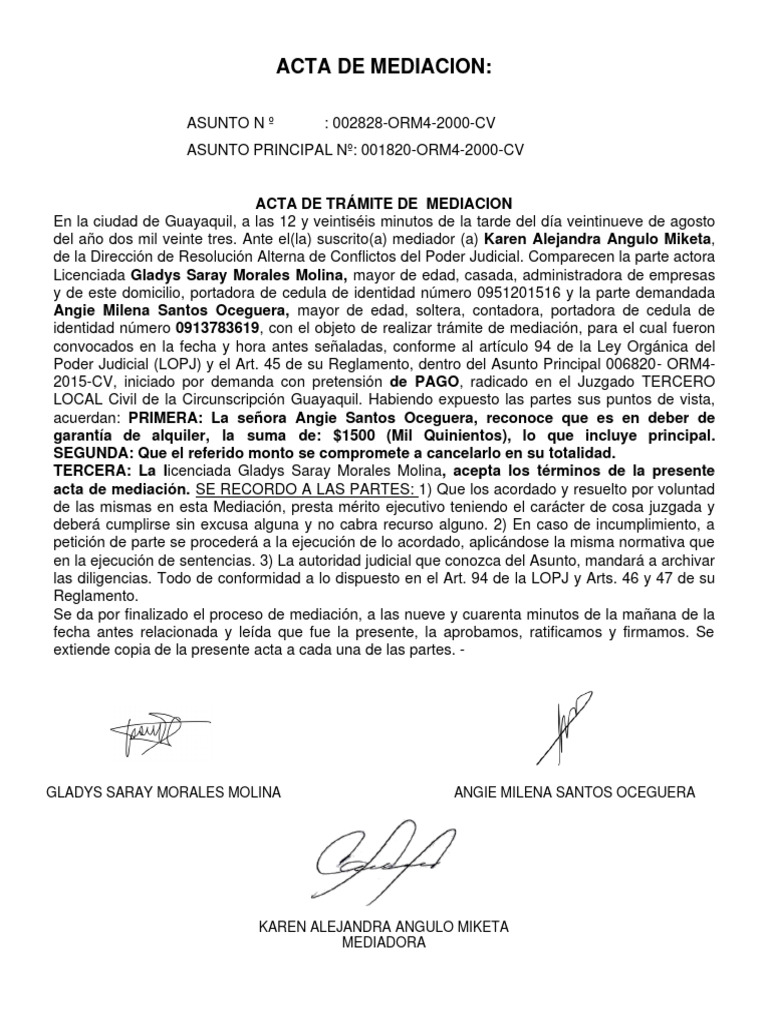 Acta de Mediación | PDF | Mediación | Gobierno