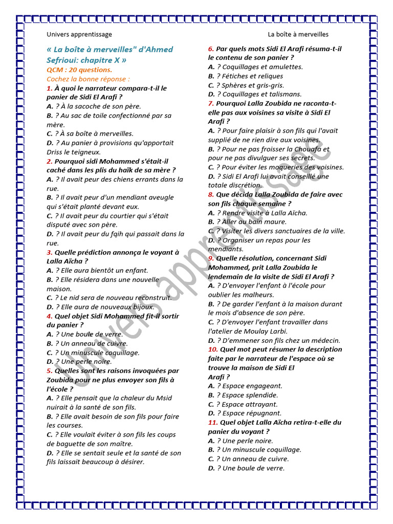 QCM Chapitre 10 | PDF