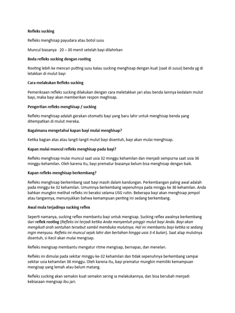 Refleks Sucking Hisap | PDF