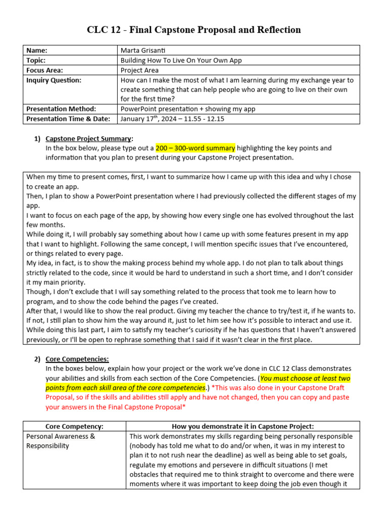clc 12-combined final capstone proposal ref | PDF | Thought | Learning