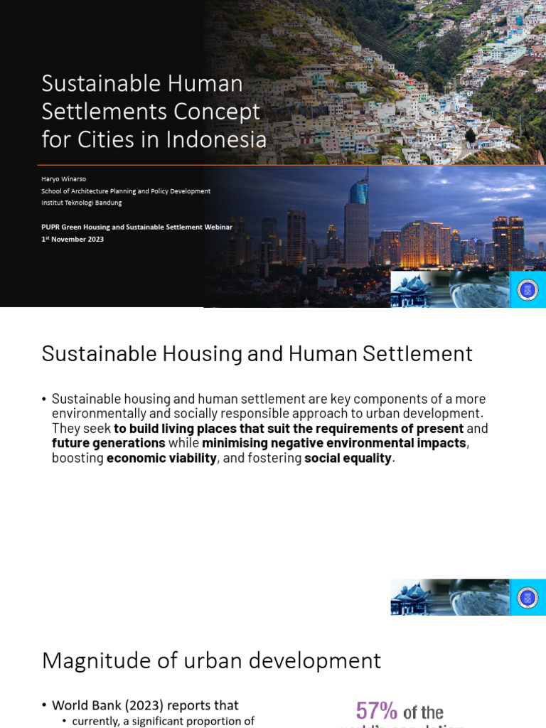 (Prof. Ir. Haryo Winarso, M. Eng., Ph. D.) Sustainable Settlements ...