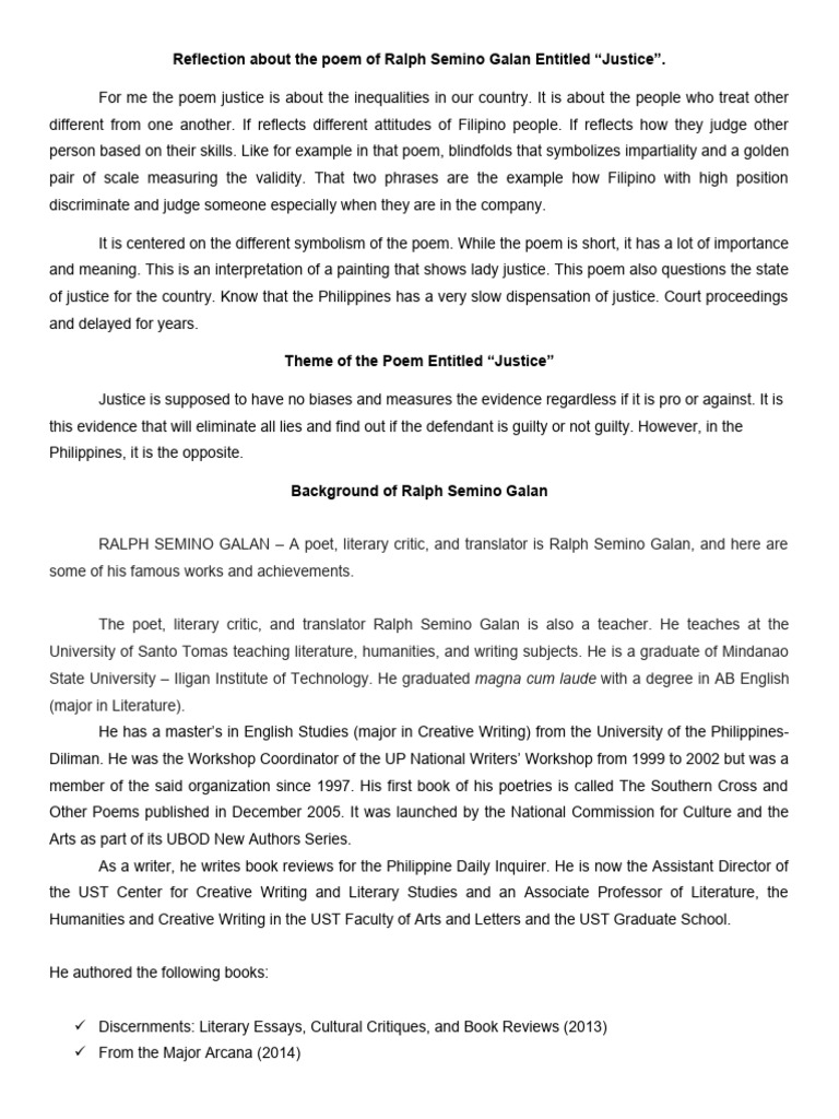 Reflection About The Poem of Ralph Semino Galan Entitled | PDF | Poetry ...