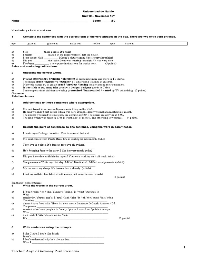 Vocabulary and Grammar Exercises for ESL | PDF | Advertising | Mass Media