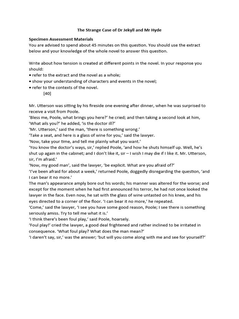 Past Exam Questions | PDF | Strange Case Of Dr Jekyll And Mr Hyde | Dr ...