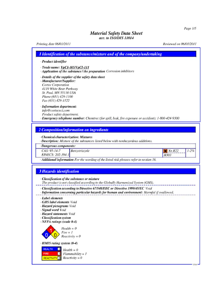Cortec VpCI-105 MSDS | PDF