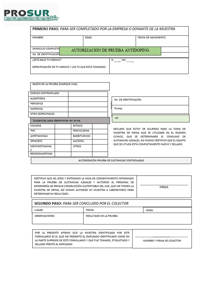 Consentimiento Doping | PDF | Medicina CLINICA | Cuidado de la salud