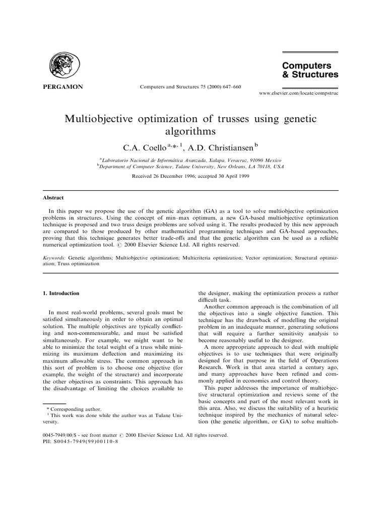 COELLO | PDF | Mathematical Optimization | Genetic Algorithm