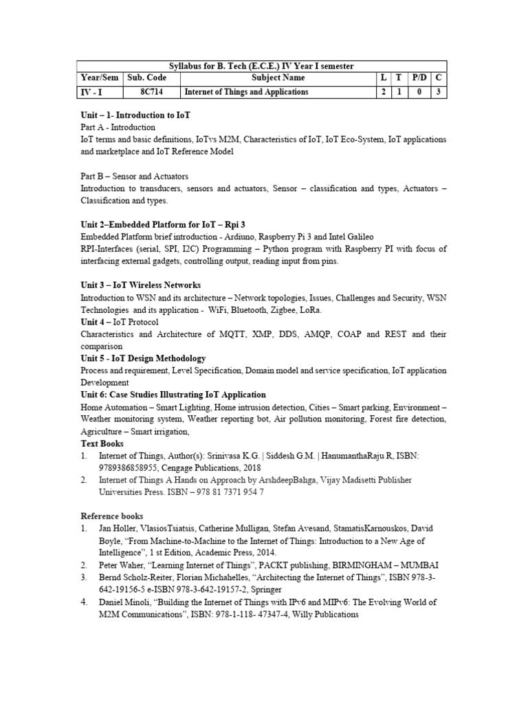 Syllabusiot Pdf Internet Of Things Wireless Sensor Network 