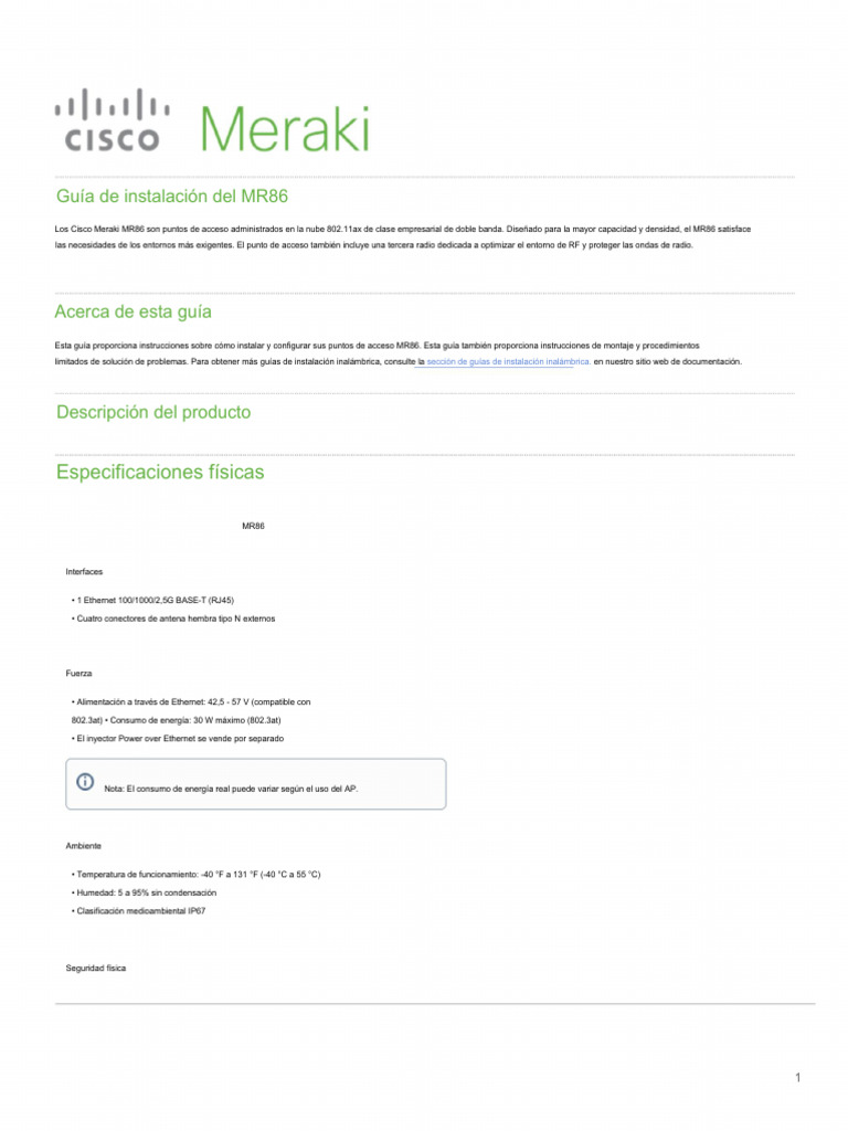 Guía de Instalación - MR86 | PDF | Punto de acceso inalámbrico ...