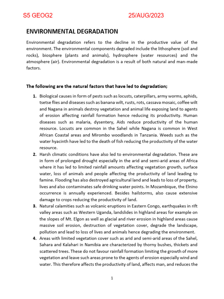 Environmental Challenges in Africa | PDF | Soil | Agriculture