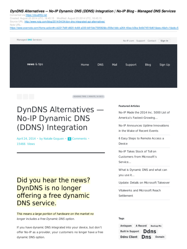 DynDNS Alternatives - No-IP Dynamic DNS (DDNS) Integration - No-IP Blog - Managed DNS Services ...