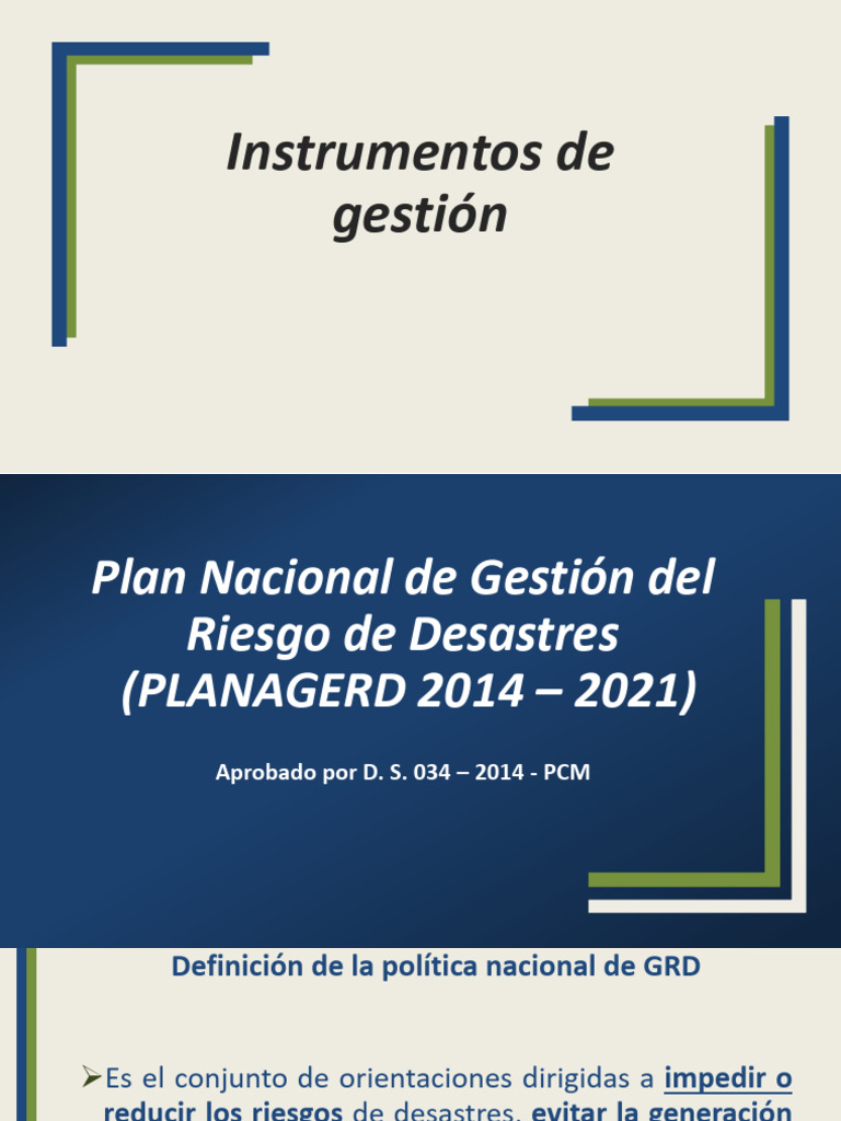 Instrumentos de Gestion en GRD - Plan de GRD | PDF | Reducción de Desastres | Presupuesto
