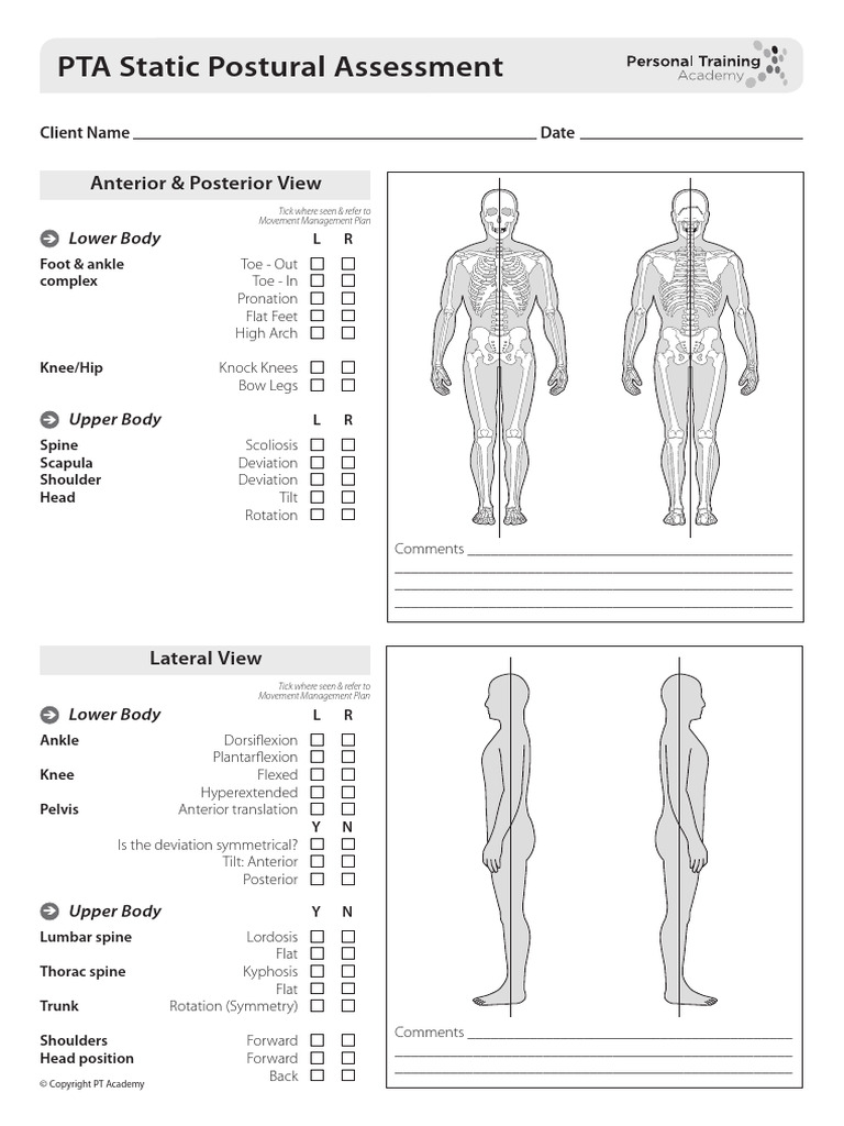 PTA Posture Assessment Forms | PDF | Anatomical Terms Of Motion | Foot