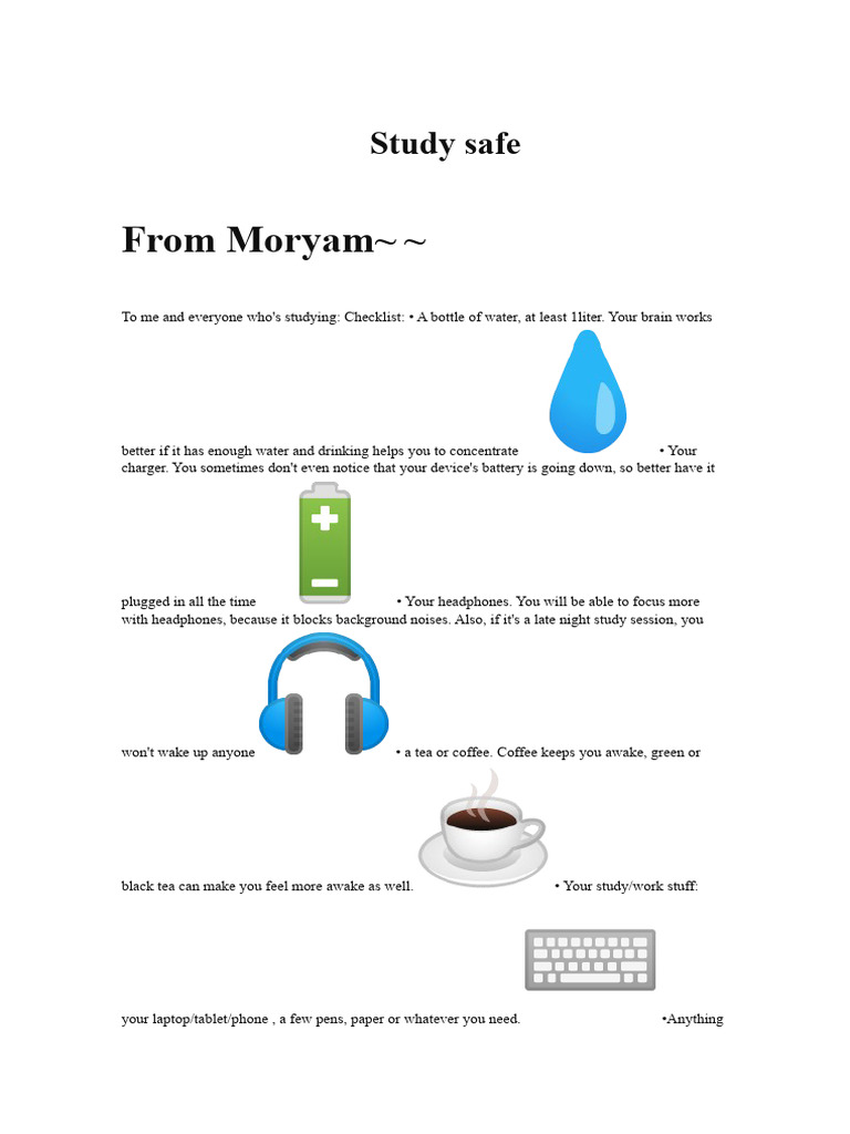 Study Session Essentials Checklist | PDF
