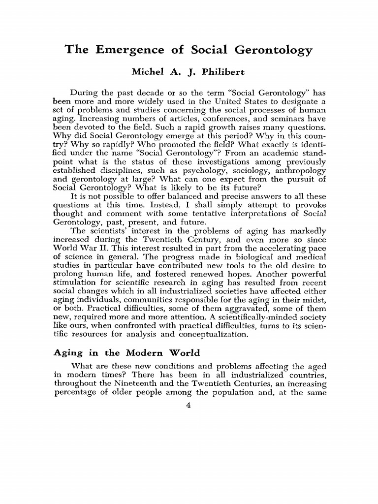 31 The Emergence of Social Gerontology | PDF | Gerontology | Ageing