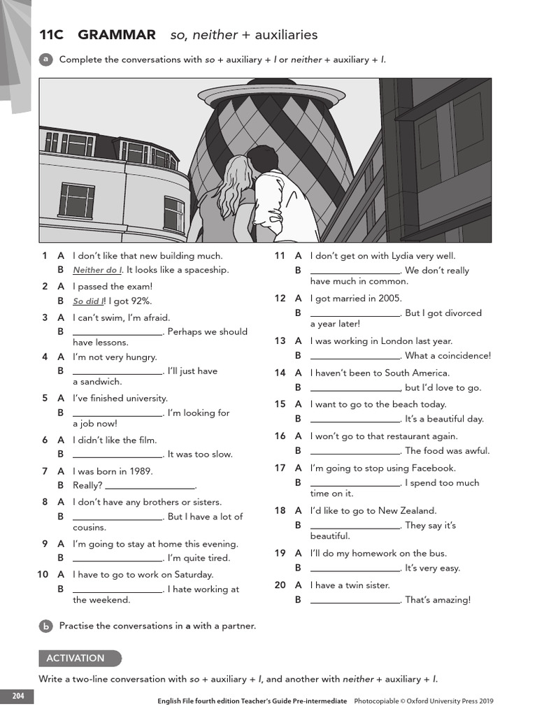 EnglishFile4e Pre-Intermediate TG PCM Grammar 11C | PDF